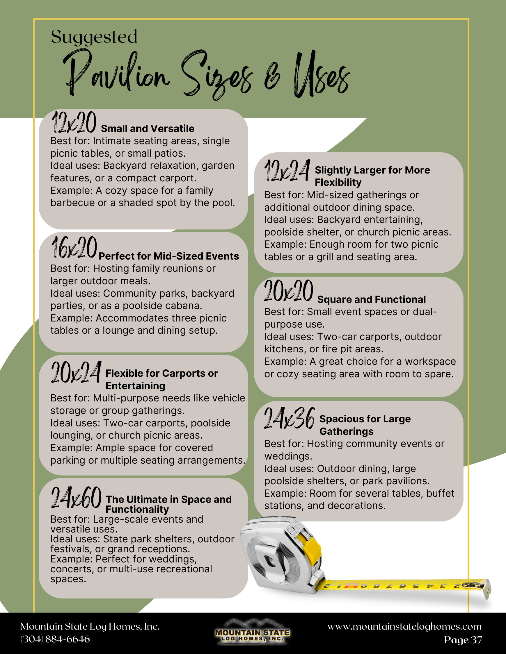 Choosing the Best Pavilion Size for Your Needs - Mountain State Log Homes